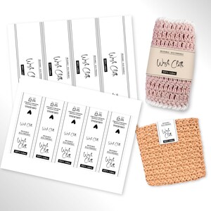 Dishcloth Wrap Labels, Washcloth Label, Wash Cloth Tags, Dish Cloth Tag ...