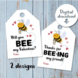 Bee Valentine, DIY Valentine, Printable Valentine, Valentine Gift Label ...