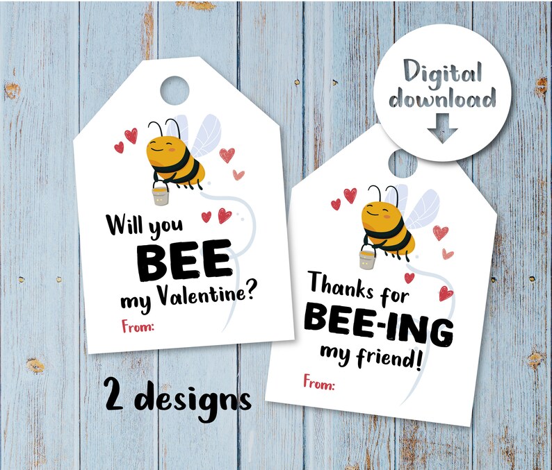 Bee Valentine, DIY Valentine, Printable Valentine, Valentine Gift Label ...