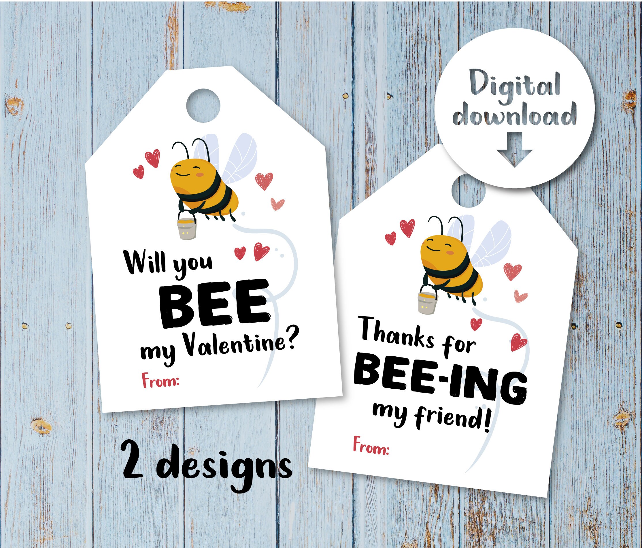 Bee Valentine, DIY Valentine, Printable Valentine, Valentine Gift Label ...