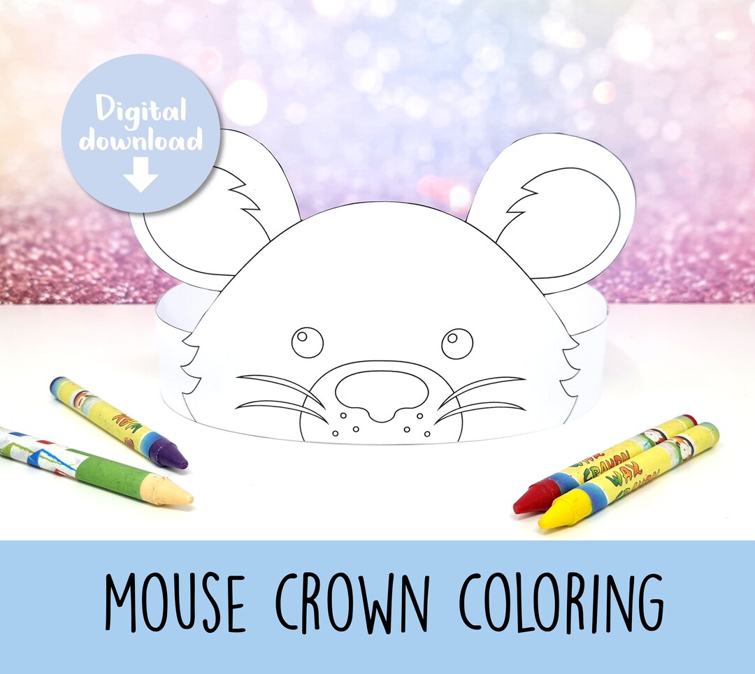 Coloring Mouse Crown, Mice Birthday Hat for Kids, Mouse Party Headband ...