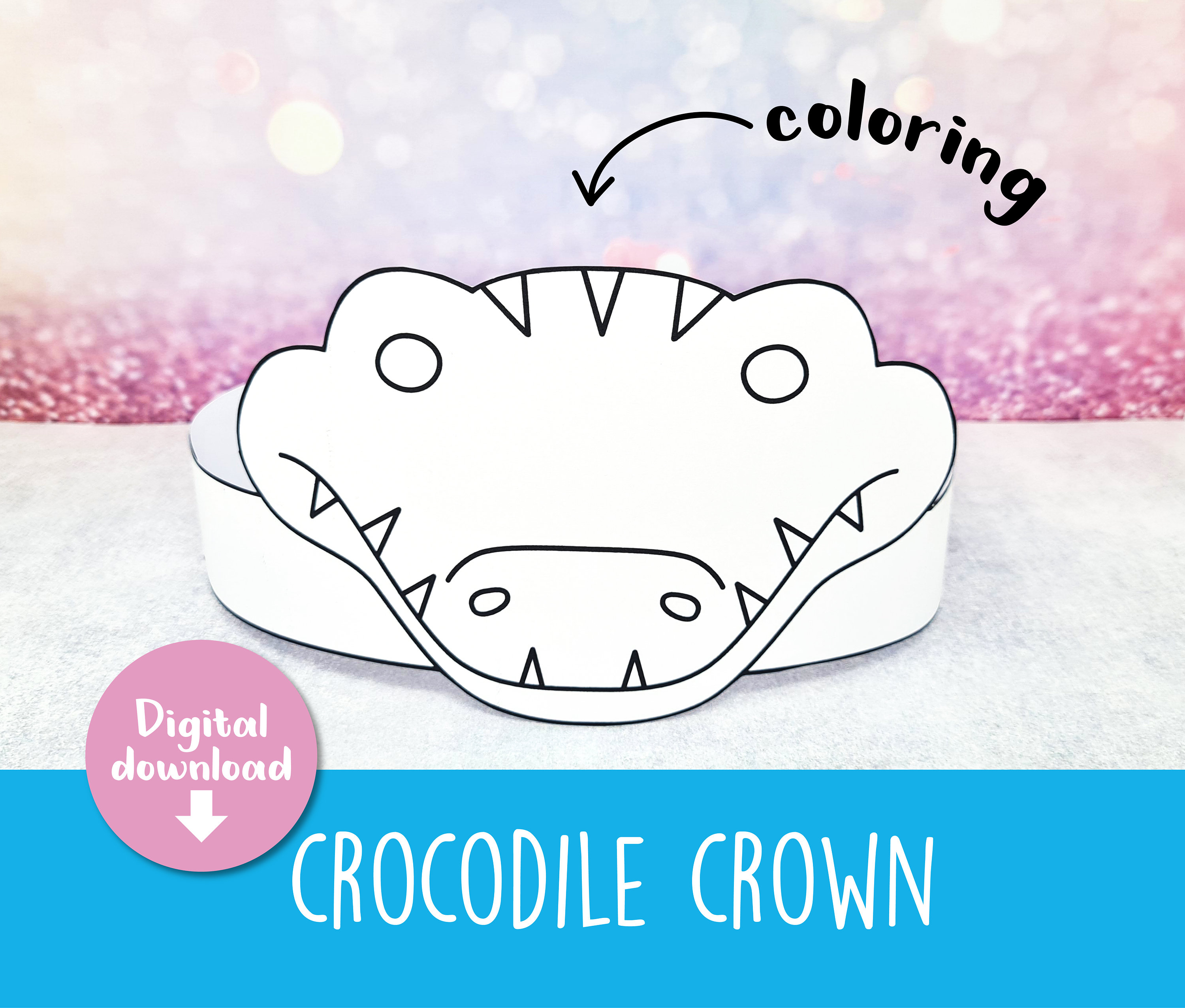 Printable Crocodile Crown Coloring Crocodile Crown Headband - Etsy