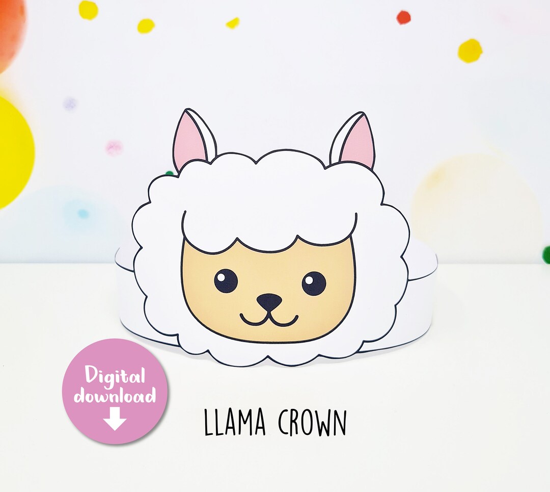 Llama Paper Crown, Llama Paper Hat for Kids, Printable Birthday Crown ...