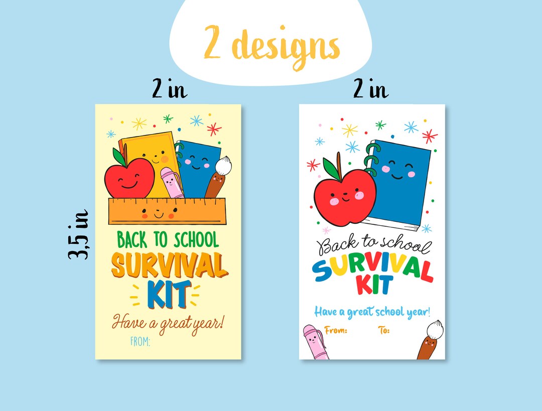 Back to School Survival Kit, School, Survival Kit, Printable Tag, First ...