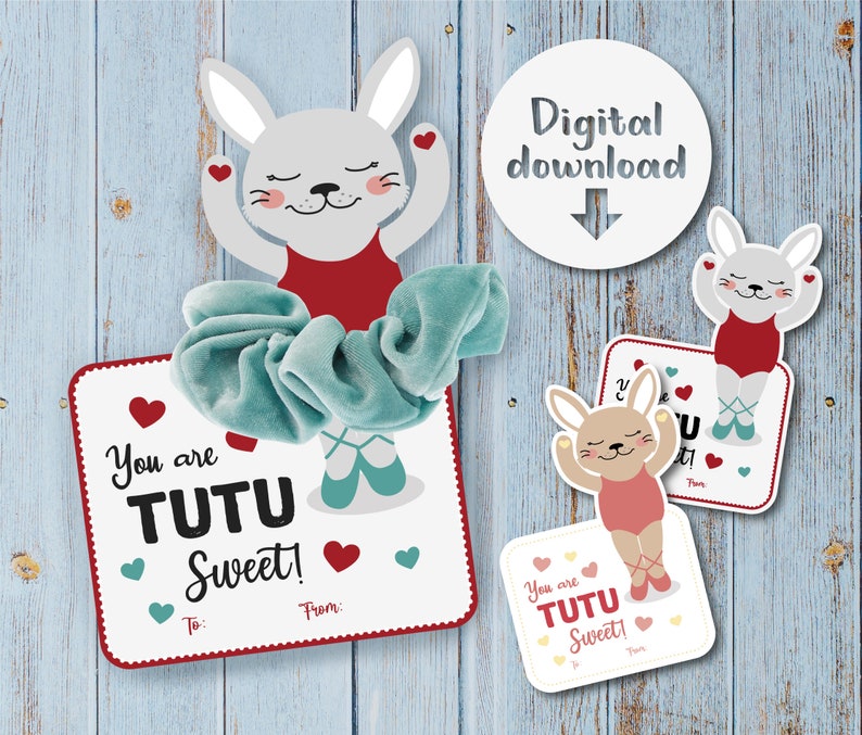 Esaster Bunny Scrunchie Card, Rabbit Ballerina, Easter Scrunchie Gift ...