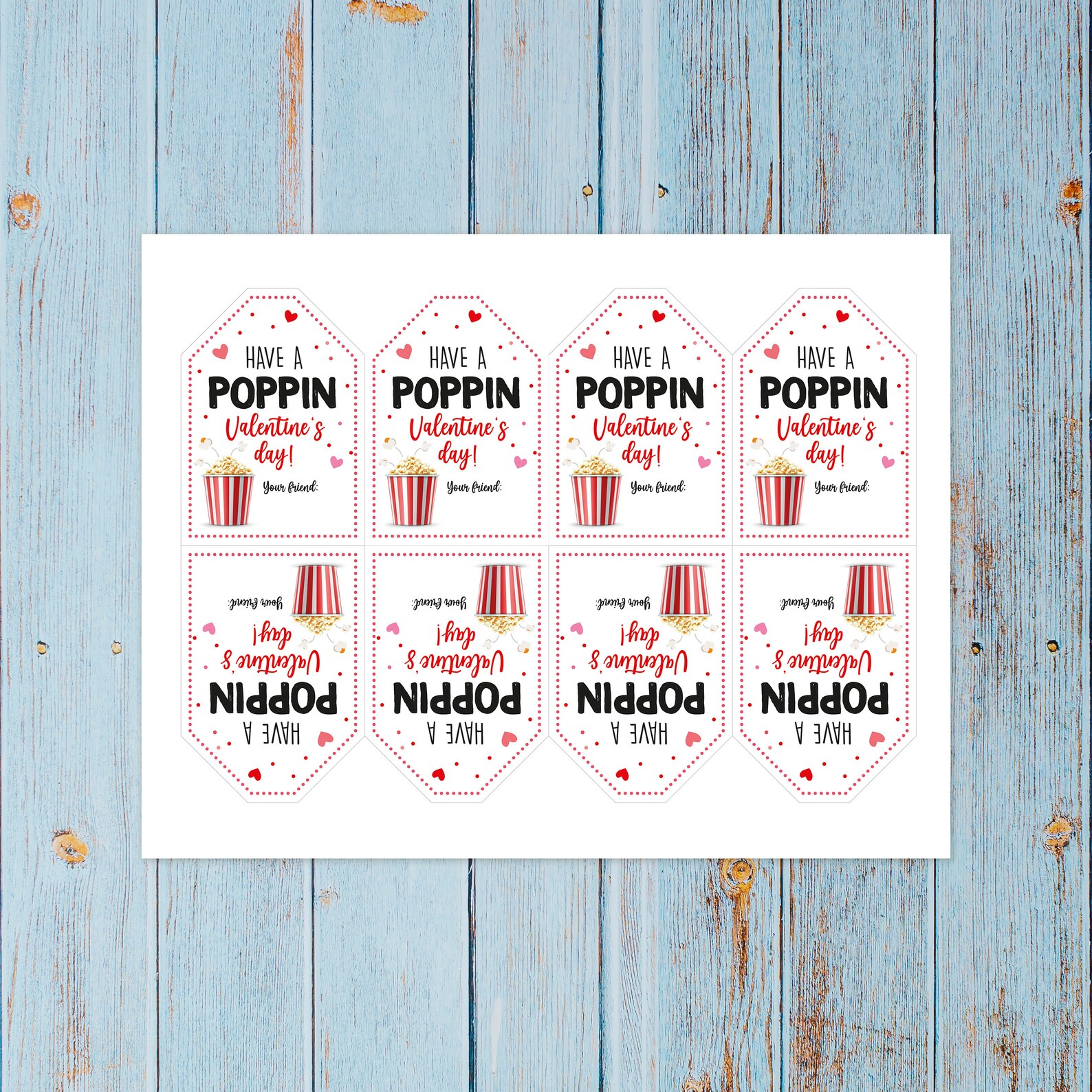 Printable Have a Popping Valentine's Day Card, Popcorn Valentine Tag ...