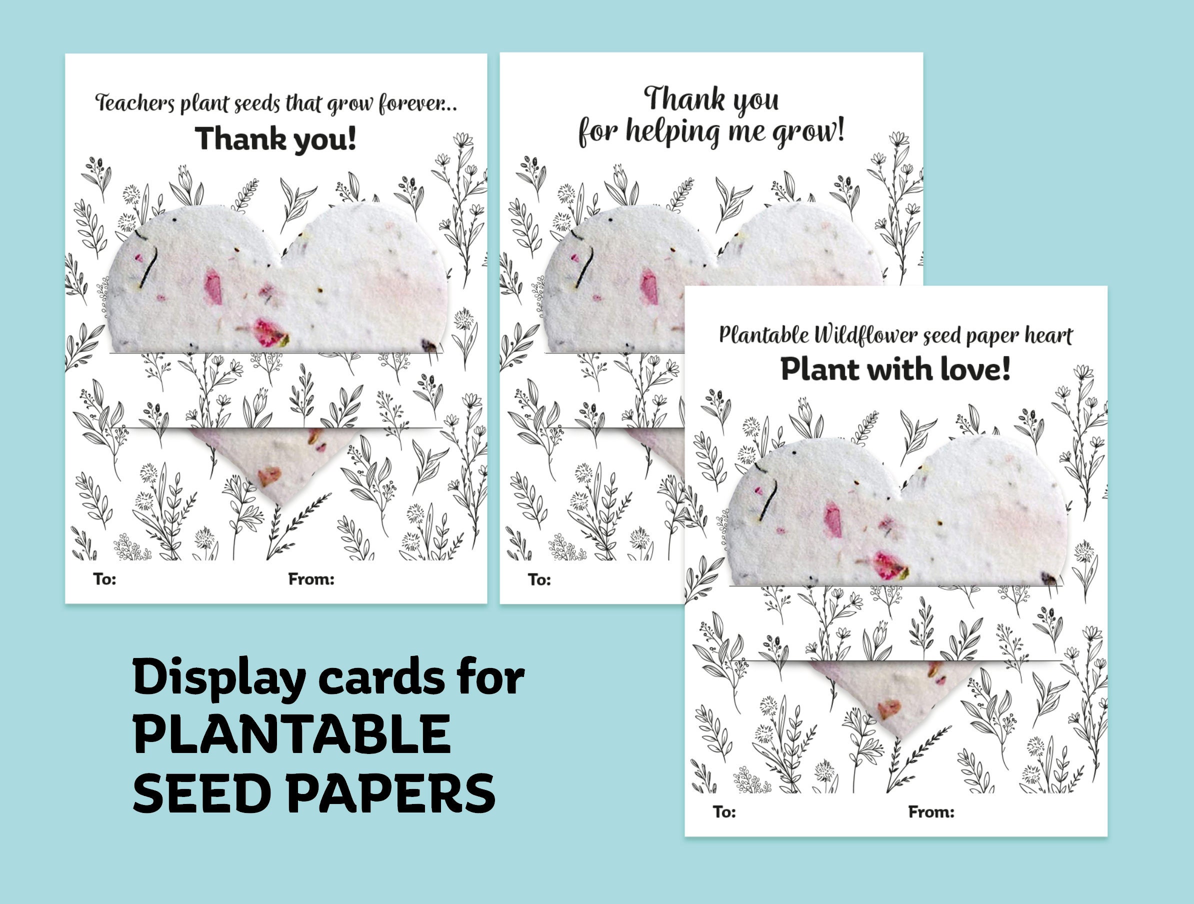 Display Cards for Plantable Seed Papers, Appreciation Card for Teachers ...