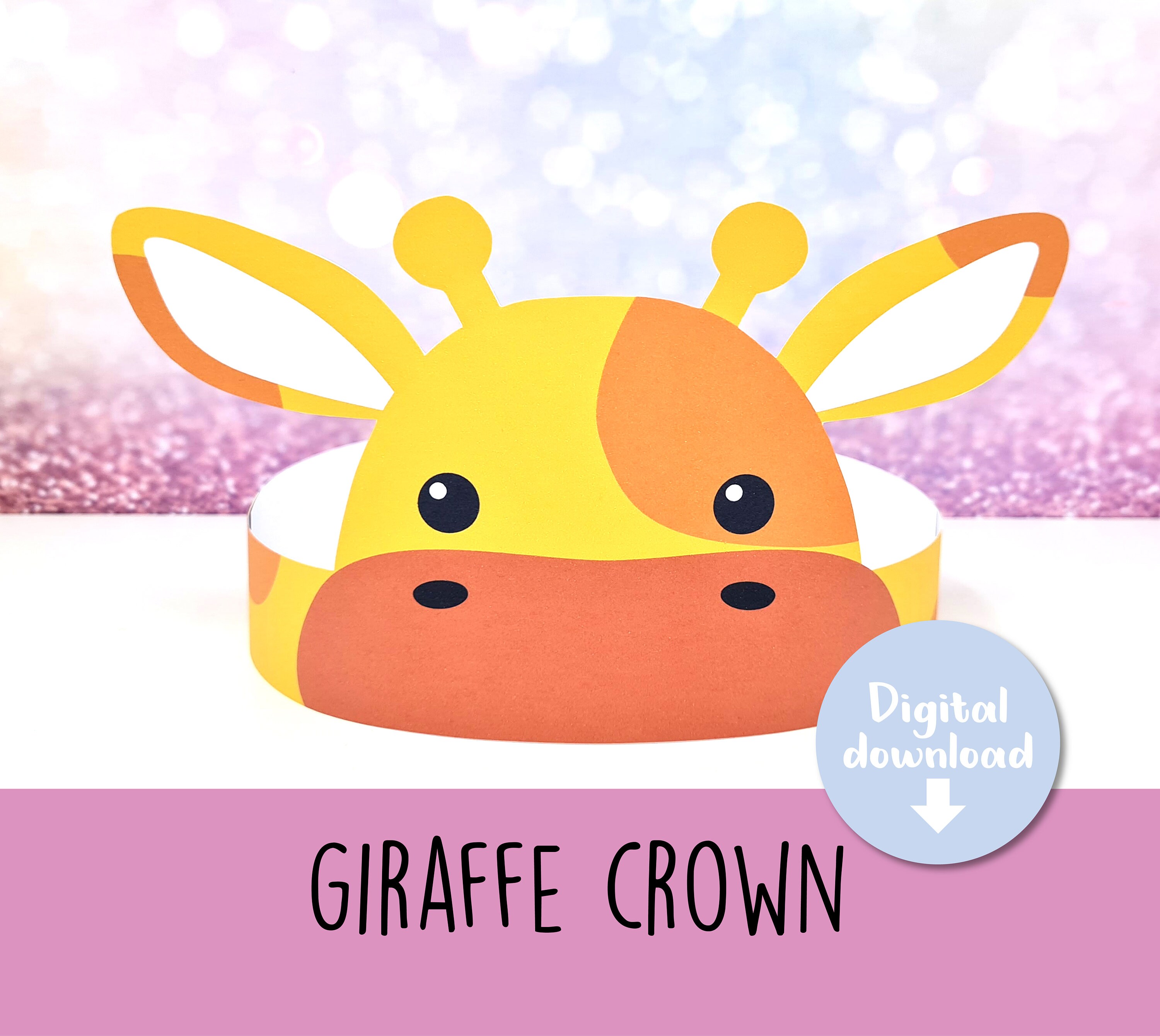 Coloring Giraffe Crown, Giraffe Birthday Hat for Kids, Safari Party ...