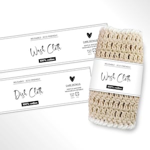 Dishcloth Wrap Labels, Washcloth Label, Wash Cloth Label, Dish Cloth ...
