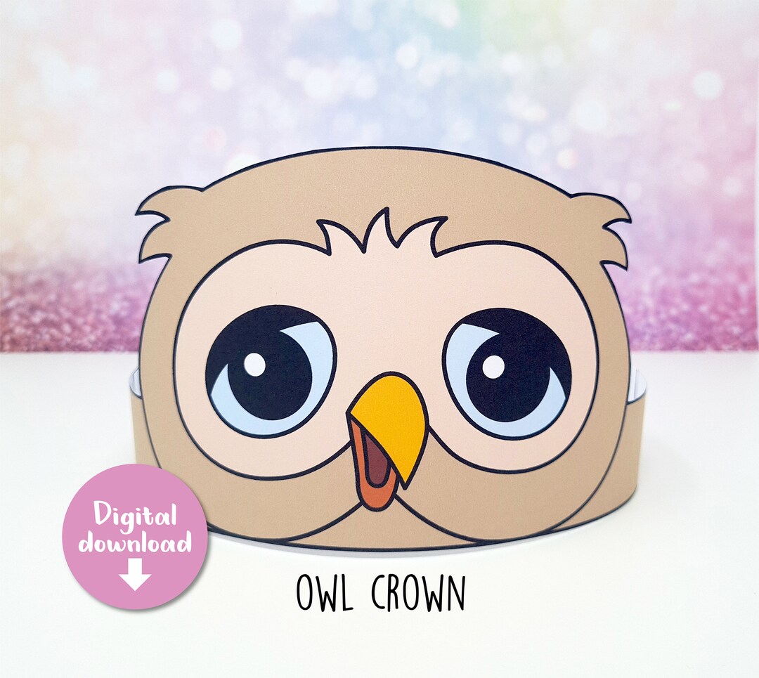 Owl Paper Crown, Owl Paper Hat for Kids, Paper Birthday Crown, Digital ...