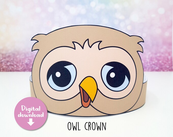 Owl Paper Crown Activity Printable Kids Craft Woodland Forest Birthday ...