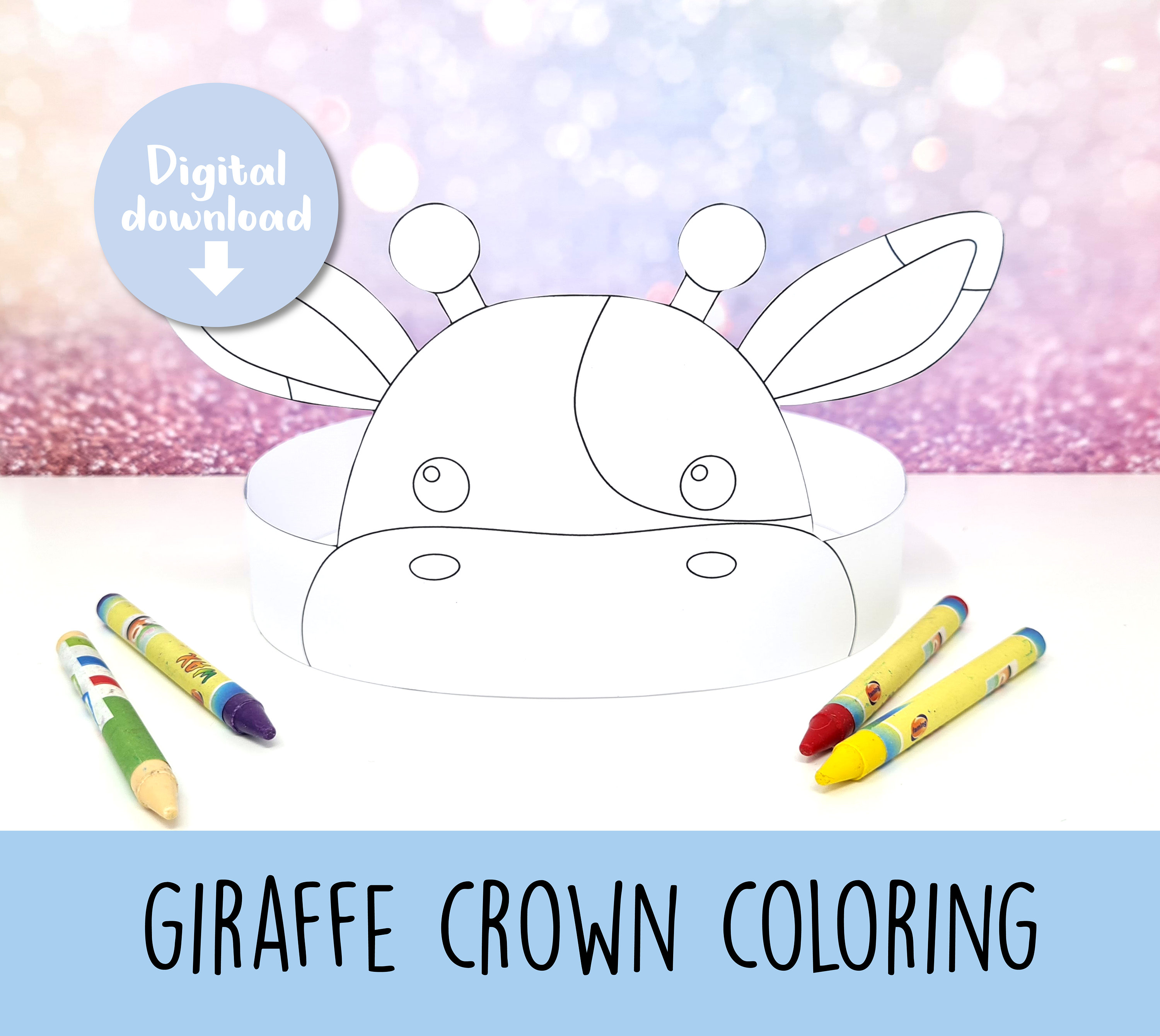 Coloring Giraffe Crown, Giraffe Birthday Hat for Kids, Safari Party ...