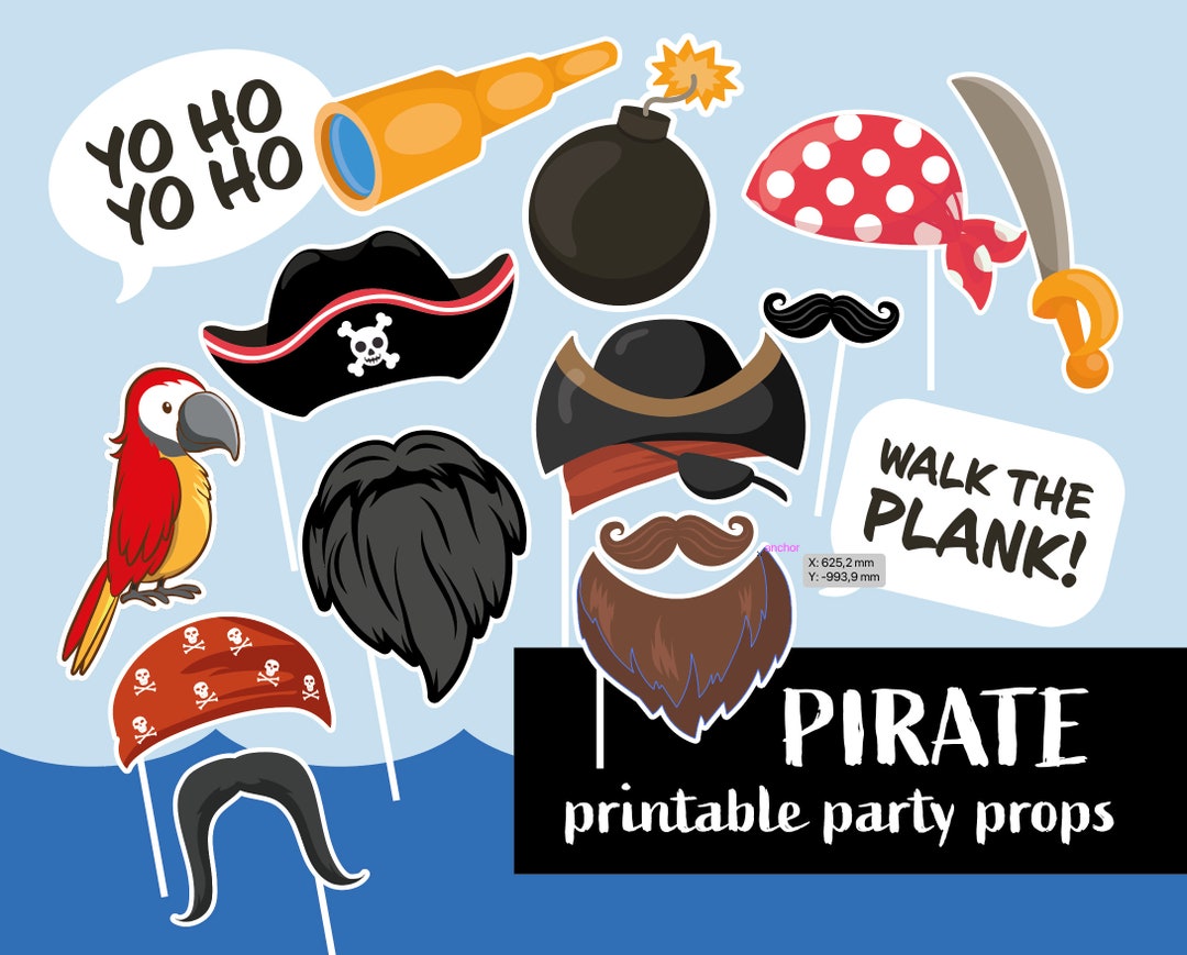 Pirate Photo Props, Pirate Masks, Pirate Party Printables, Party ...