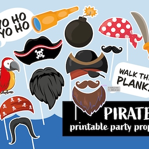 Pirate Photo Props, Pirate Masks, Pirate Party Printables, Party ...