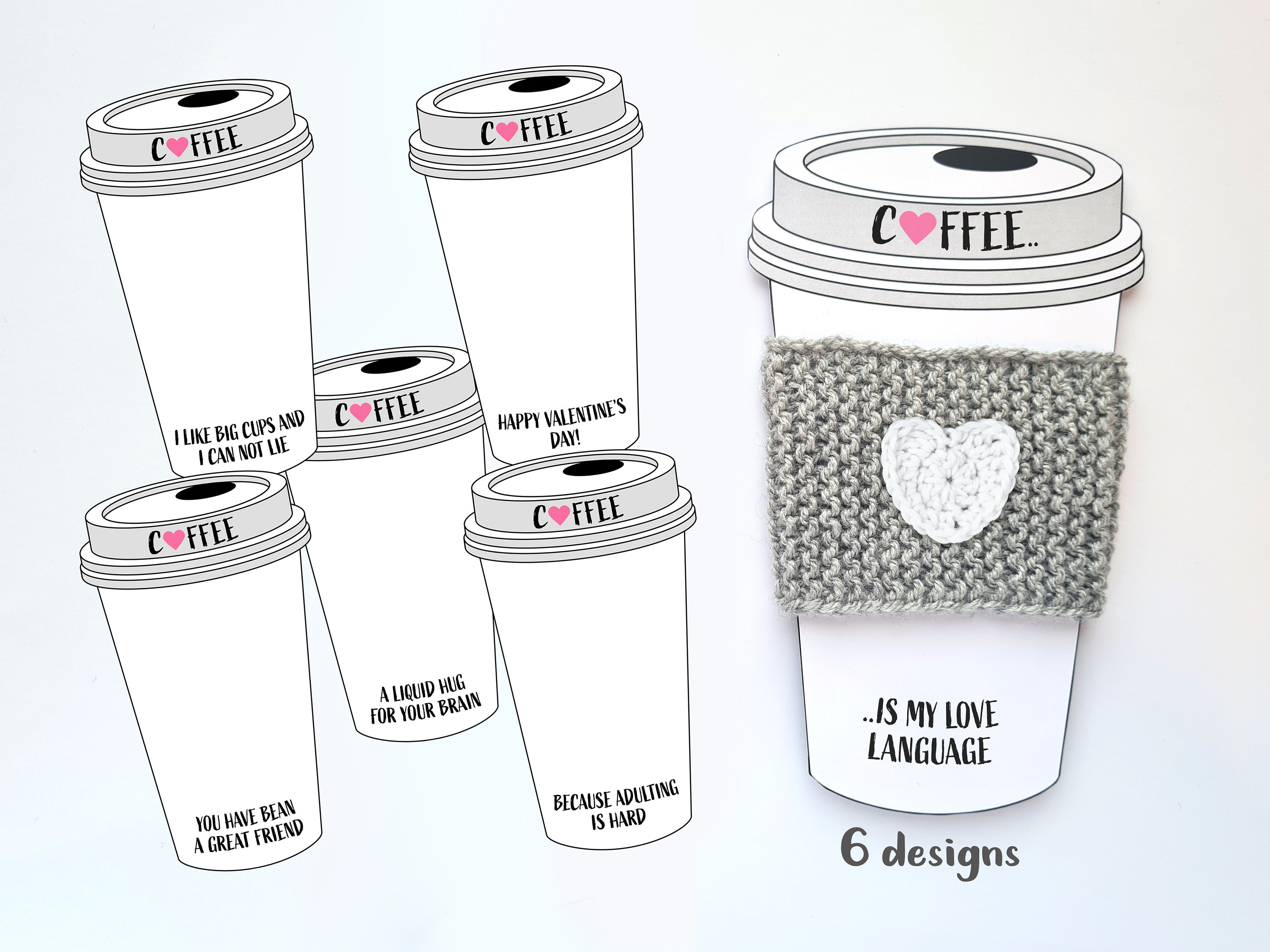 BUNDLE COFFEE PRINTABLE, Cup Cosy Coffee, Cosy Packaging, Coffee Sleeve ...