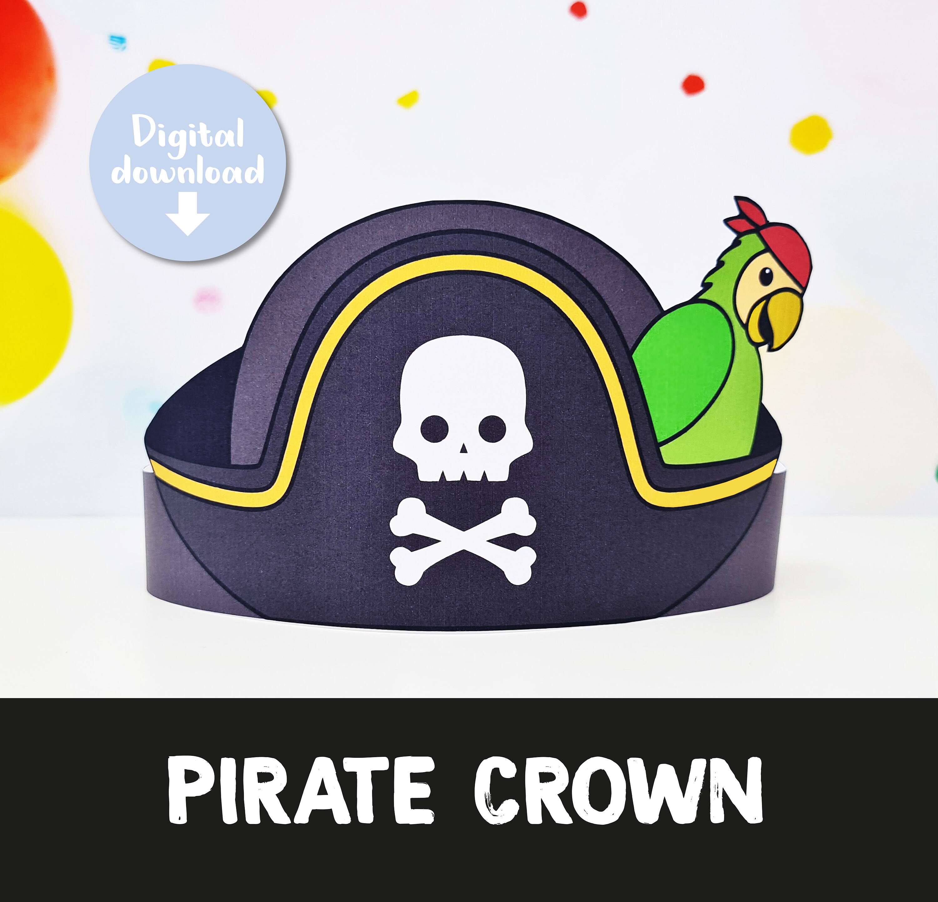 Pirate Paper Hat, Printable Pirate Crown, Birthday Crown, Digital ...