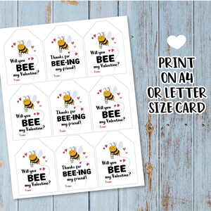 Bee Valentine, DIY Valentine, Printable Valentine, Valentine Gift Label ...