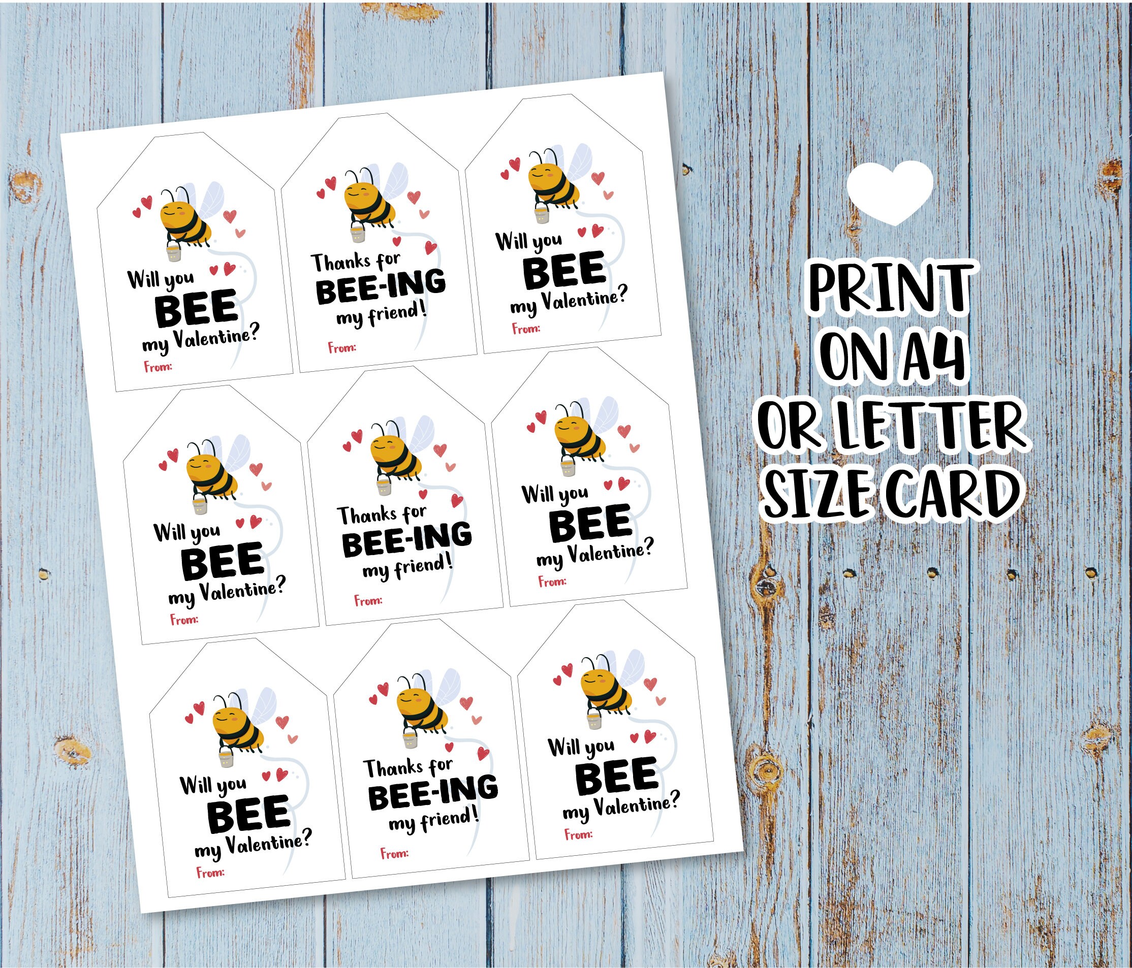 Bee Valentine, DIY Valentine, Printable Valentine, Valentine Gift Label ...