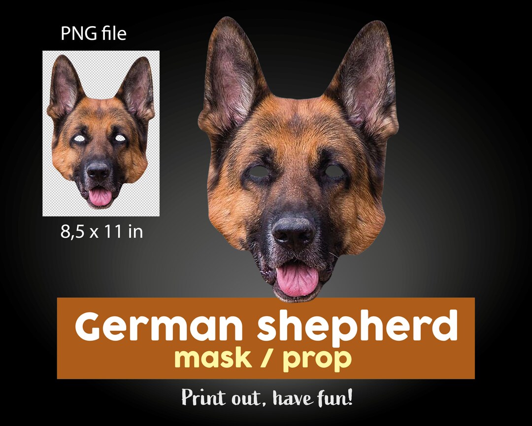 Printable German Shepherd Mask, German Shepherd Prop, German Shepherd ...