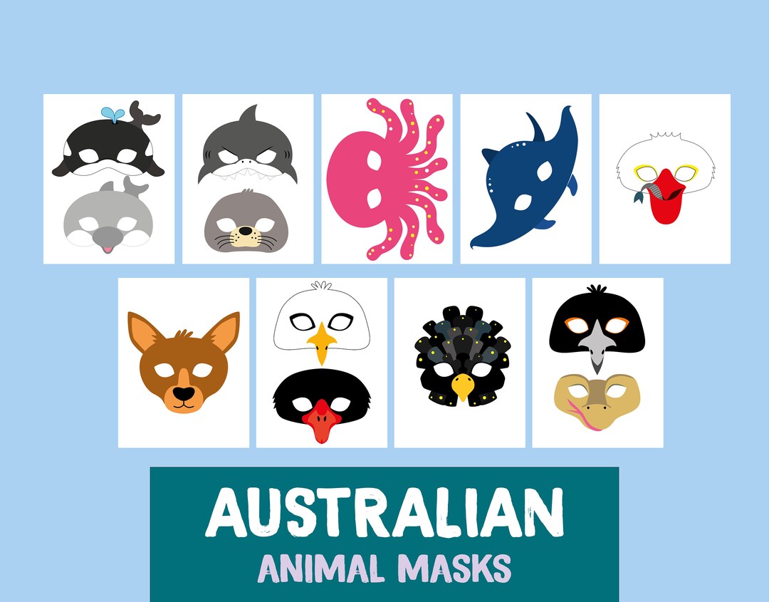 Australian Animal Masks, Australia Masks, Printable Mask, Ocean Mask ...