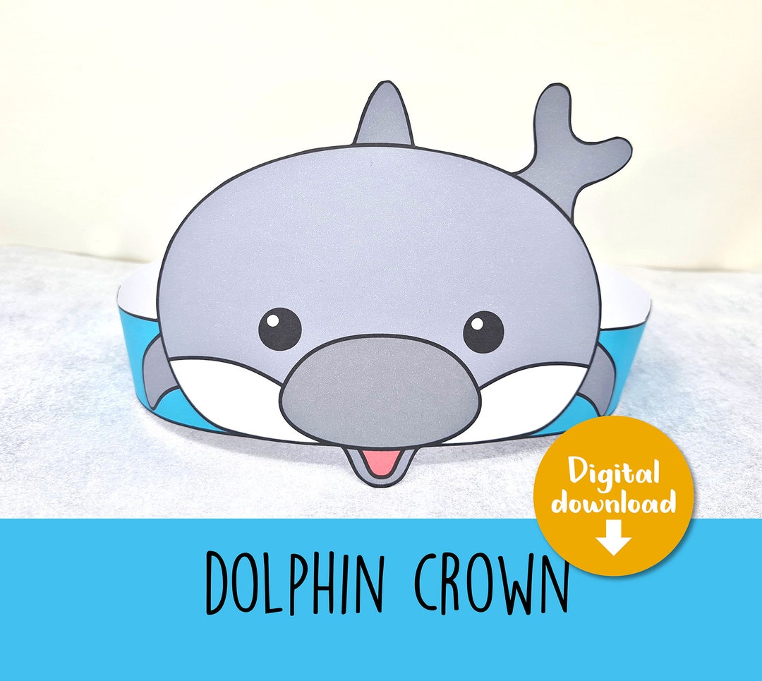 Dolphin Paper Crown, Dolphin Mask, Ocean Party, Dolphin Headband ...