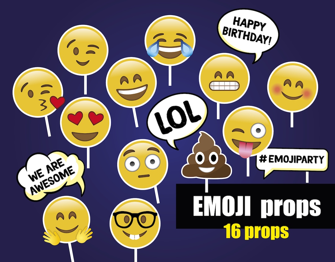 Emoji Photo Booth Props, Emoji Clipart, Emoji Files, Emoji Faces, Emoji ...