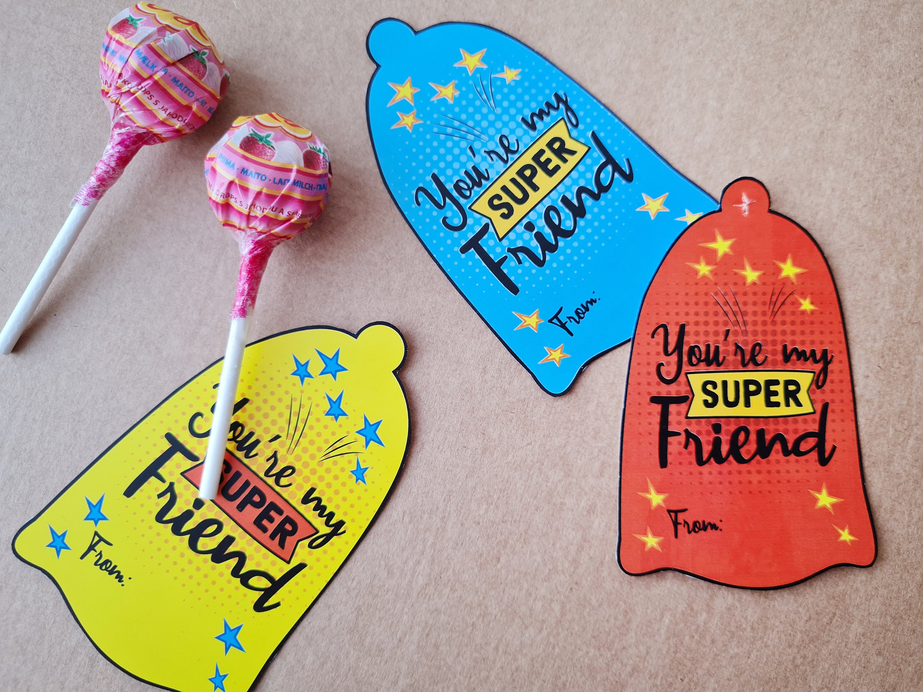 Printable Super Hero Lollipop Valentine, You're A Super Friend, Kids ...