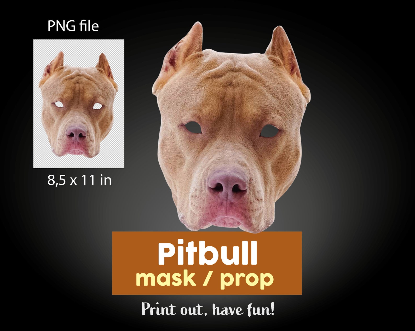 Printable Pit Bull Mask, Pitbull Prop, Pitbull, Realistic Mask, Dog ...