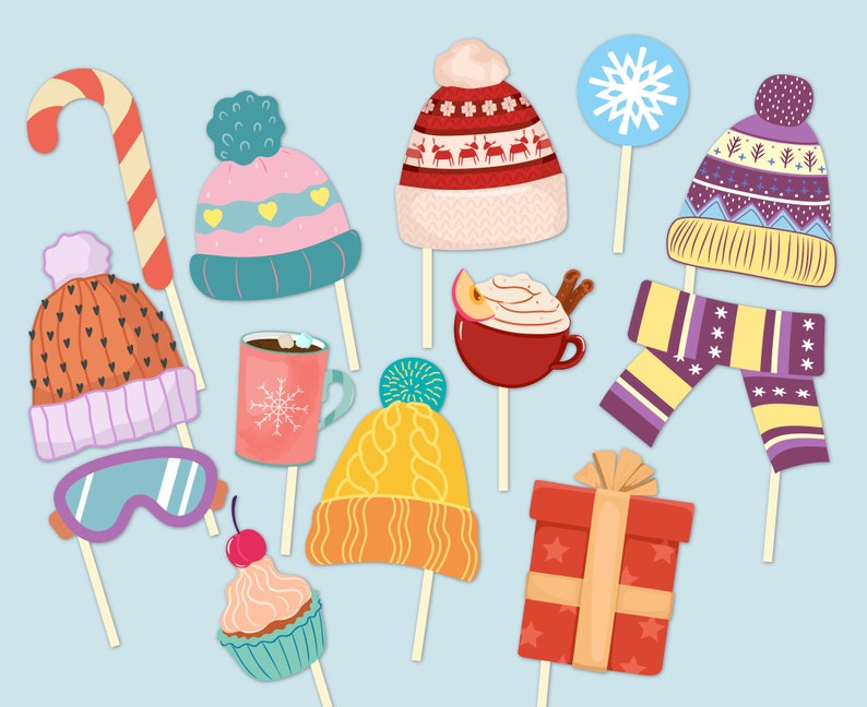 Winter Props, Printable Photo Props, Winter Birthday, Photobooth ...