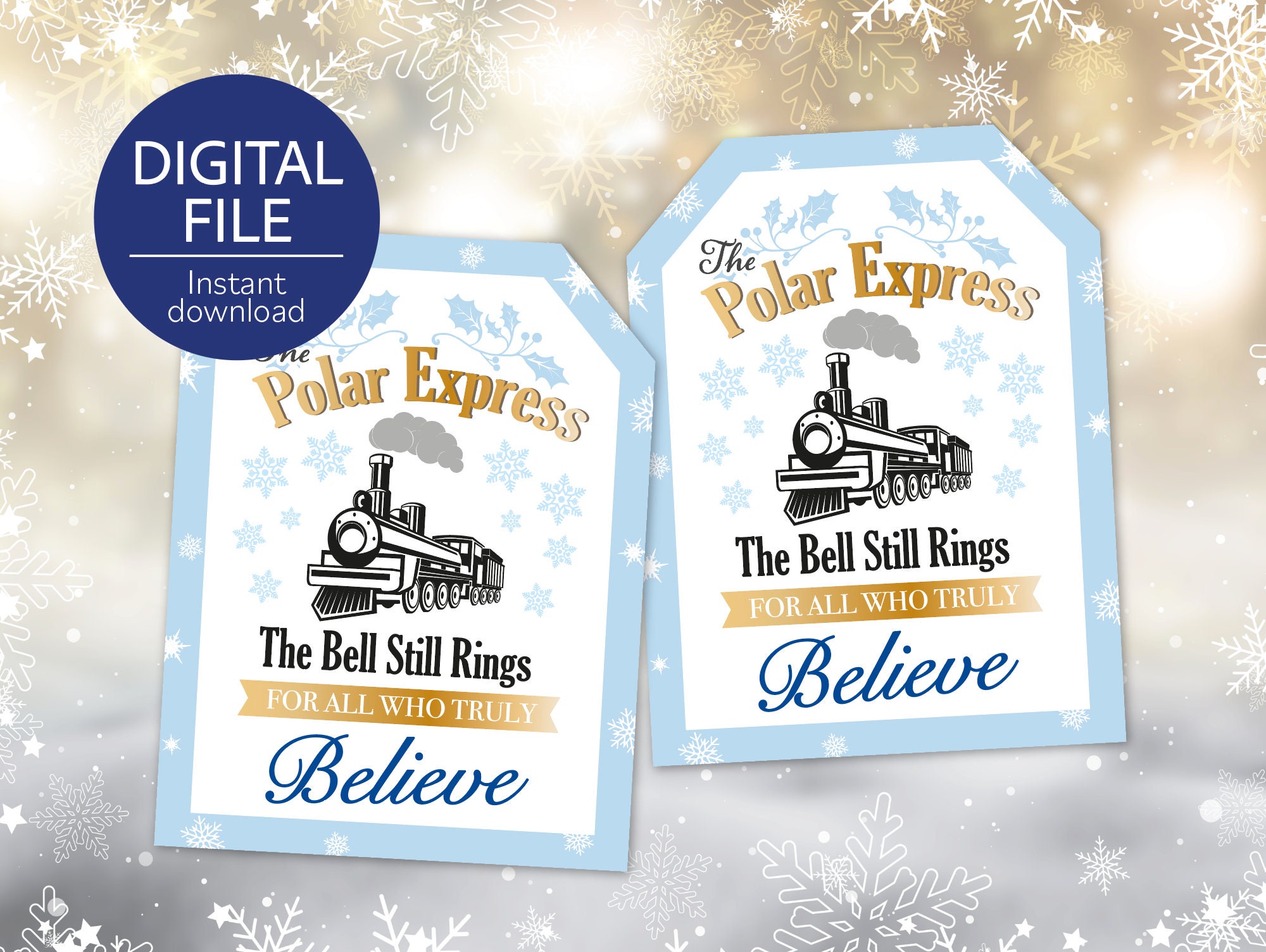 Polar Express Tag Printable, Christmas Gift Idea, Party Favors, Instant ...