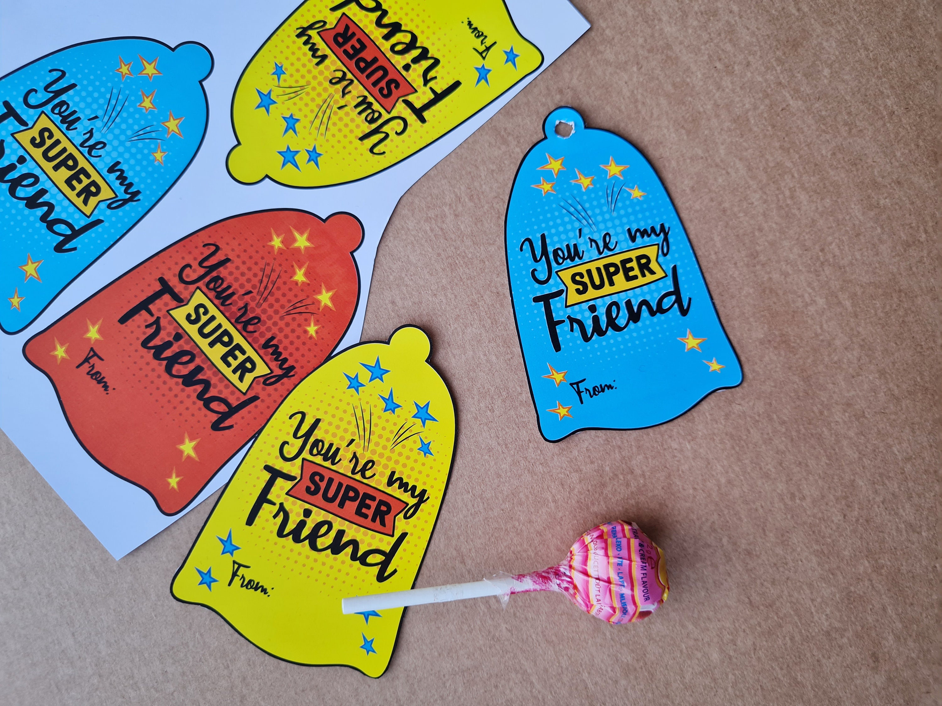 Printable Super Hero Lollipop Valentine, You're A Super Friend, Kids ...