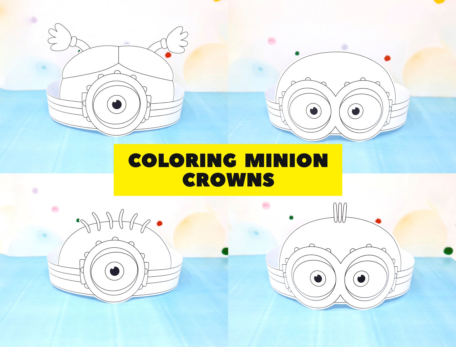 Minion Crowns Coloring, Minion Birthday Crown, Party Headband ...