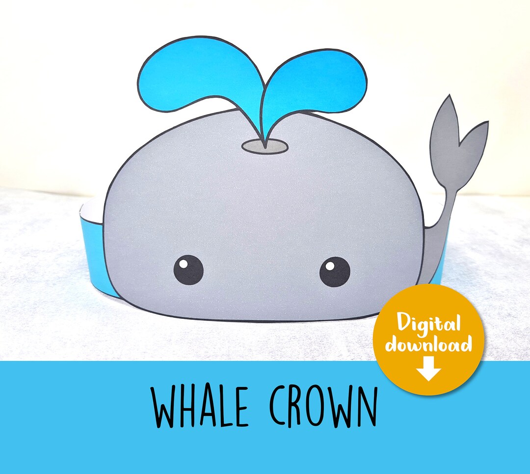 Whale Paper Crown, Whale Paper Hat for Kids, Ocean Party Headband ...