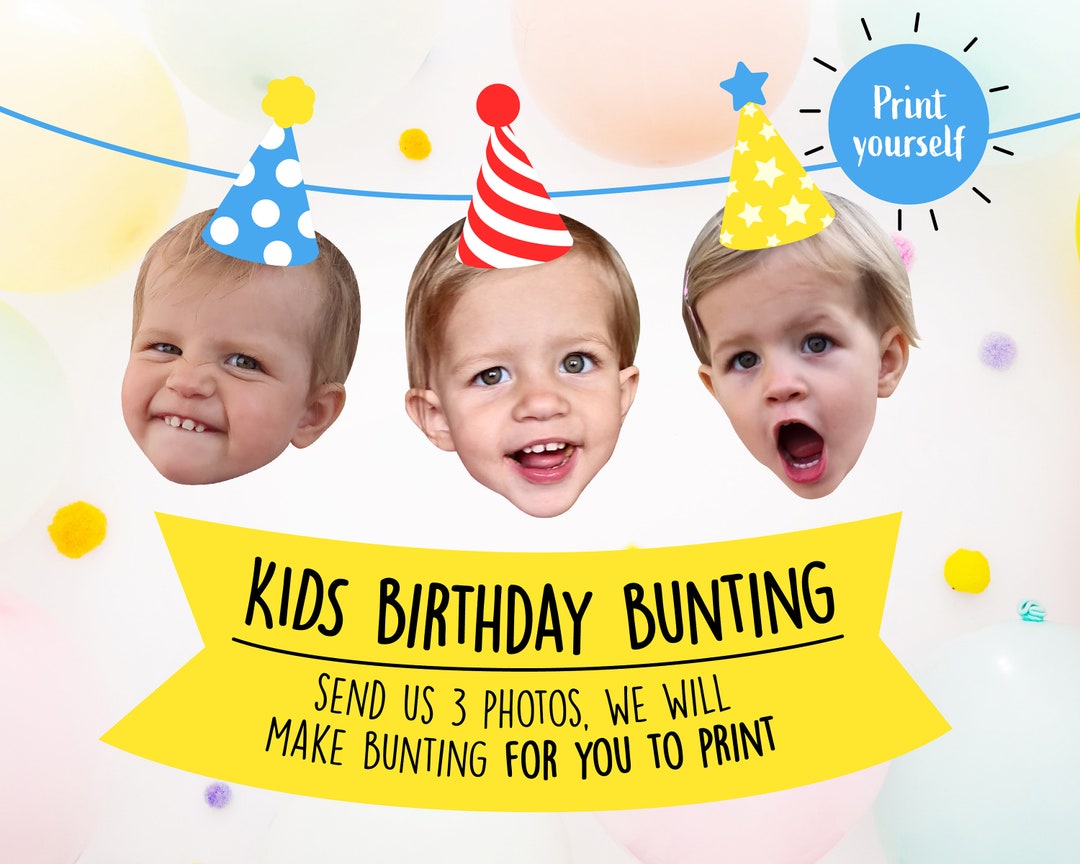 Baby Face Garland, Custom Birthday Banner, Personalised Face Banner ...