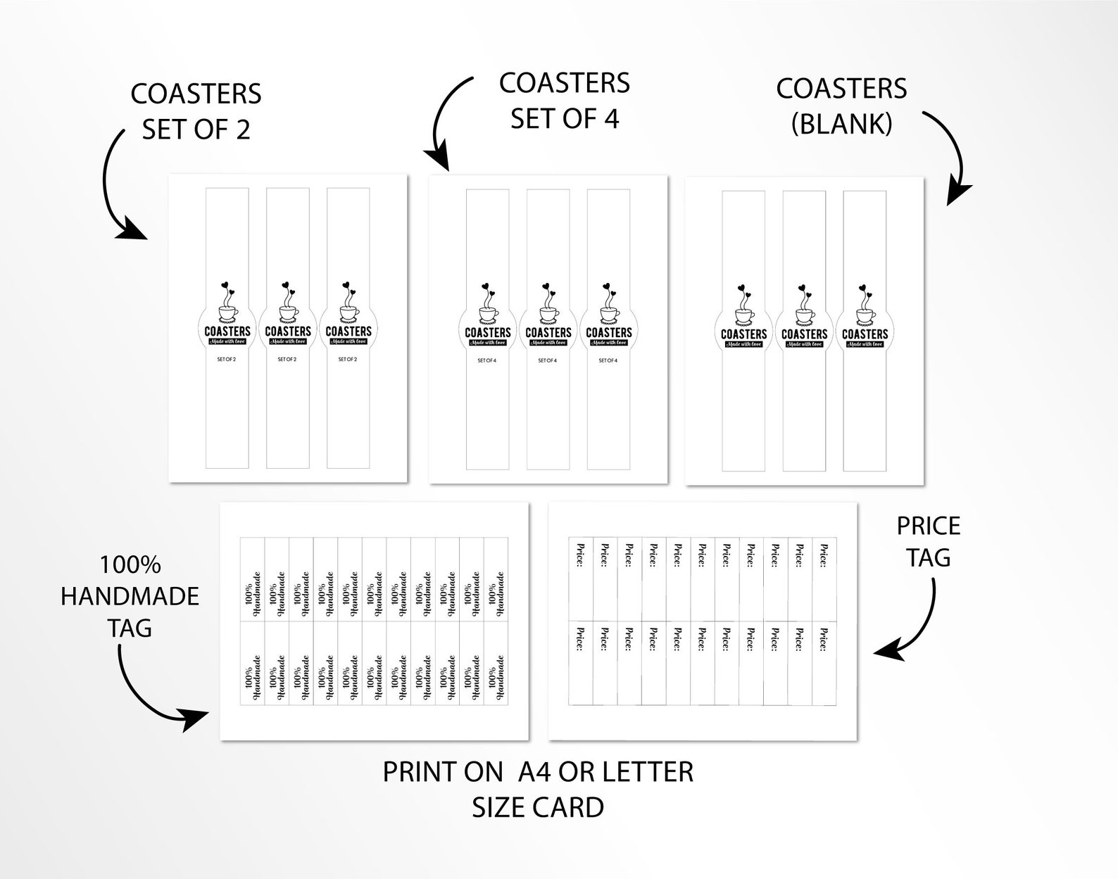 Printable Wrap Tags for Coasters, Coaster Wrap Tags, Coaster Wraps ...