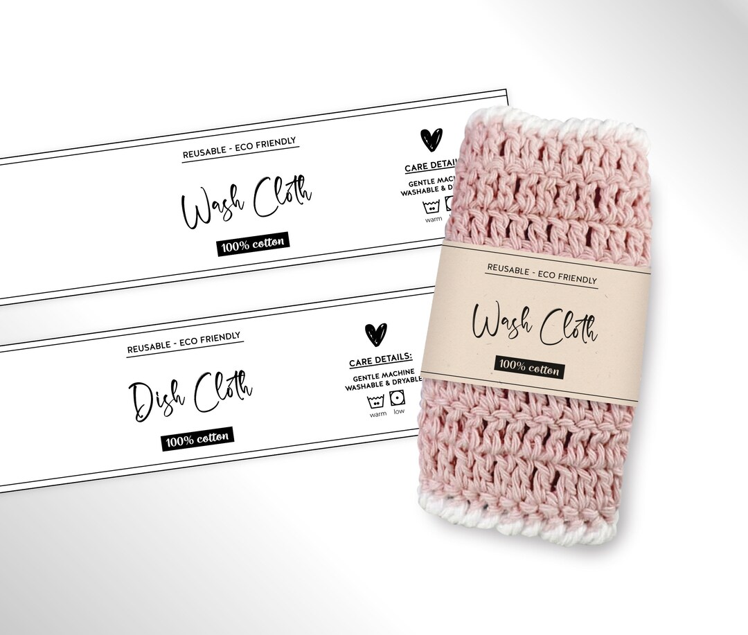 Dishcloth Wrap Labels, Washcloth Label, Wash Cloth Label, Dish Cloth ...