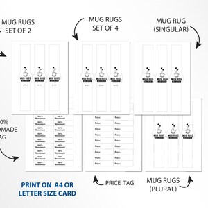 Printable Mug Rug Labels, Mug Rug Wrap Tags, Mug Rug Wraps, BUNDLE ...