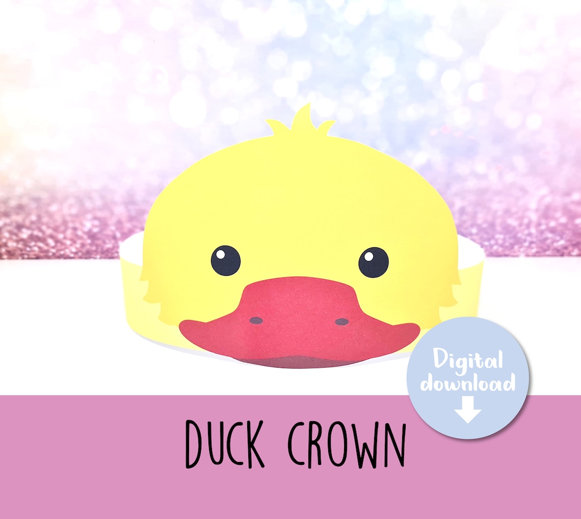 Duck Crown, Duck Birthday Hat for Kids, Duck Headband, Printable Farm ...