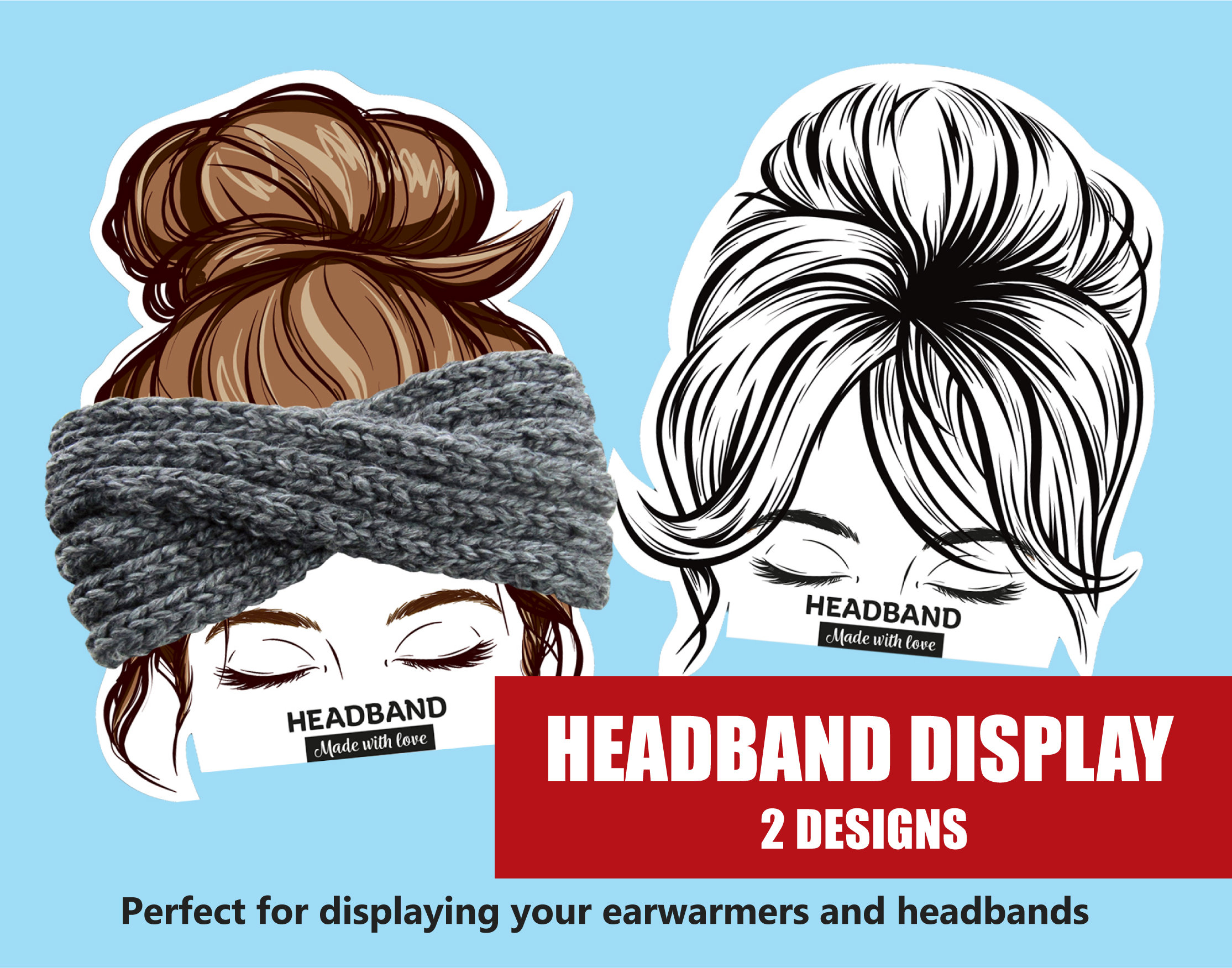 Headband Display Cards, Earwarmers Display, Messy Bun Display Card ...