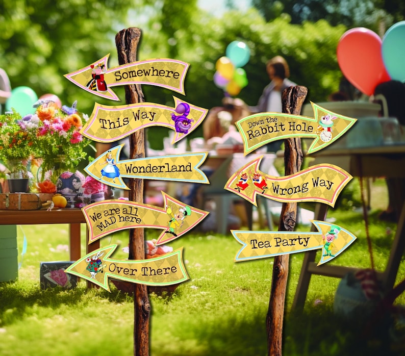 Alice in Wonderland Signs, Alice Birthday, Alice in Wonderland Arrows ...