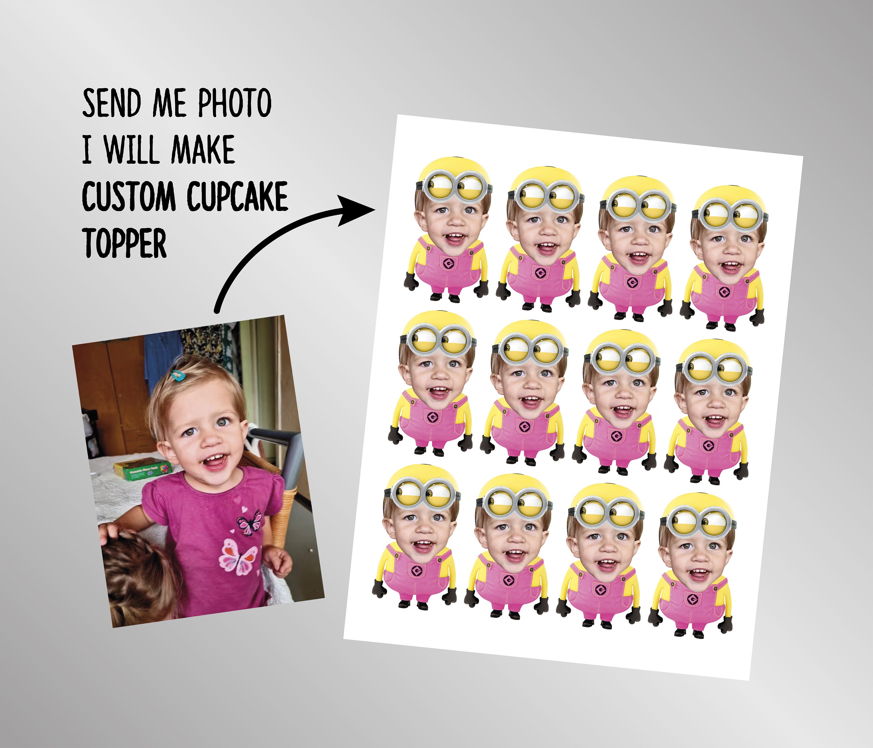 Minion Cupcake Topping, Pink Minion Birthday Cake Decor, Custom Cupcake ...