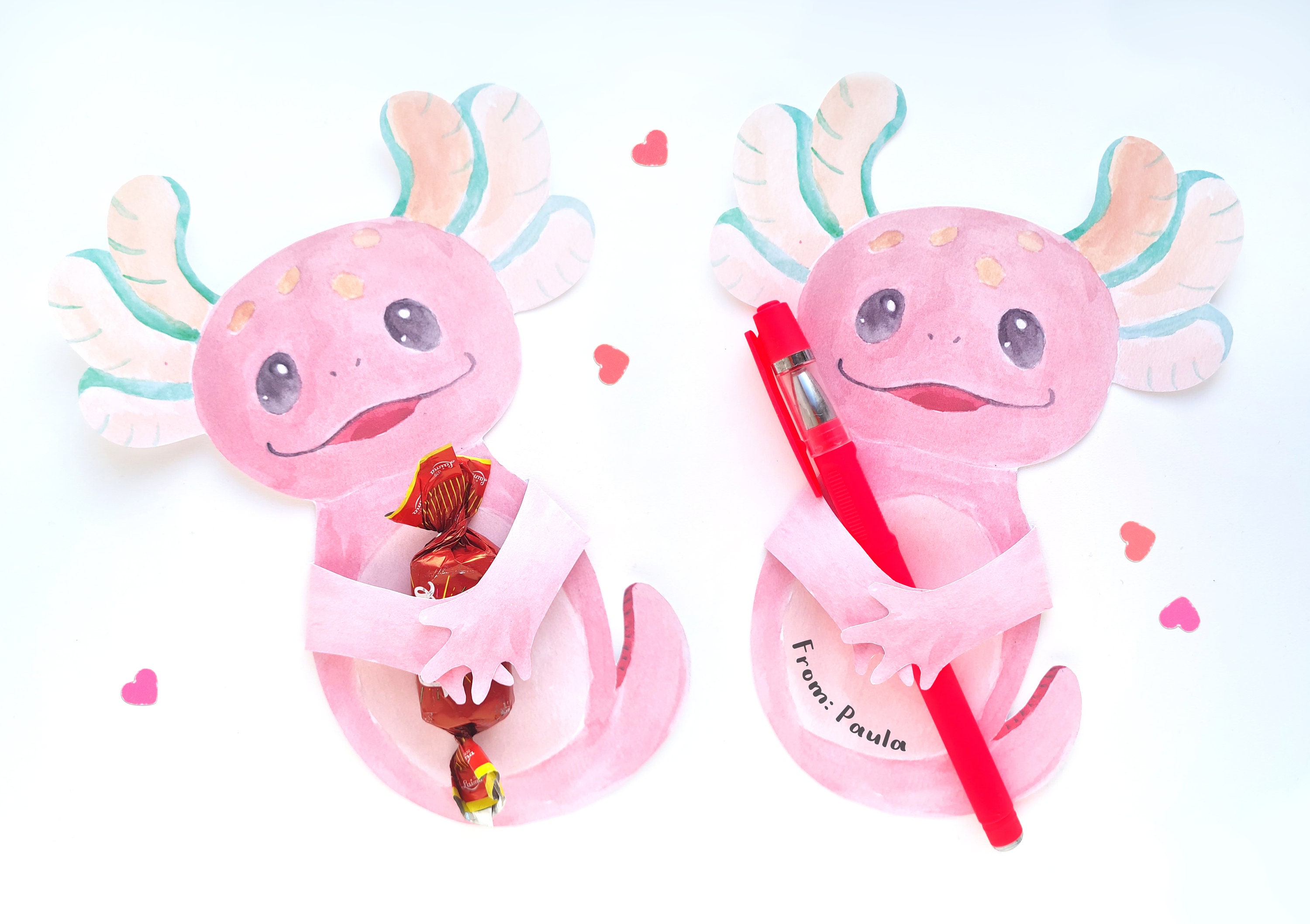 Axolotl Candy Holder, Handy Back Card, Axolotl Party Favor, Pen Holder ...