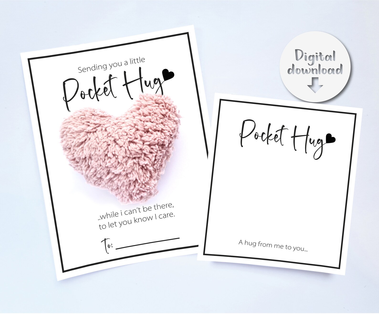 Printable Pocket Hug Cards, Pocket Hug Holder, Pocket Hug Backing Card ...