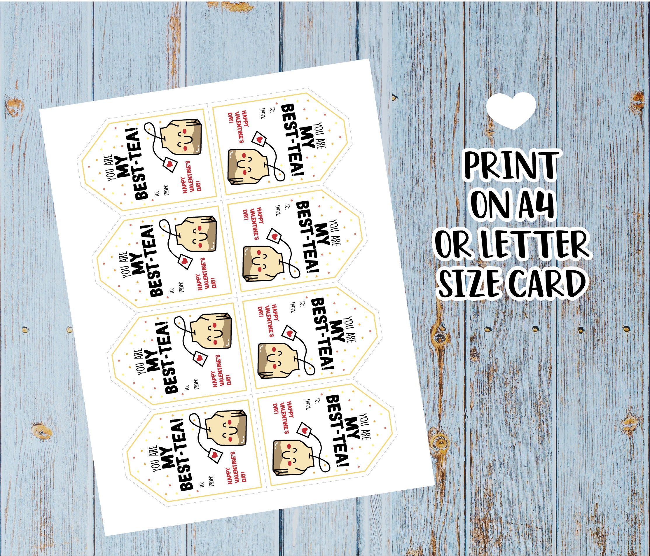Printable You Are My Besttea Valentine's Day Card, Bestie Valentine Tag ...
