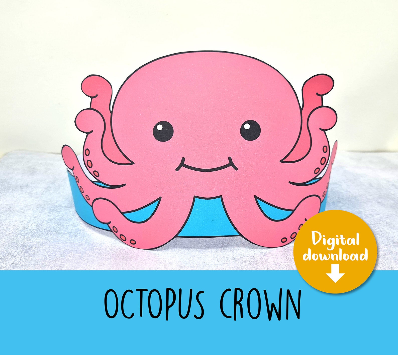 Octopus Paper Crown, Octopus Paper Hat for Kids, Ocean Party Headband ...