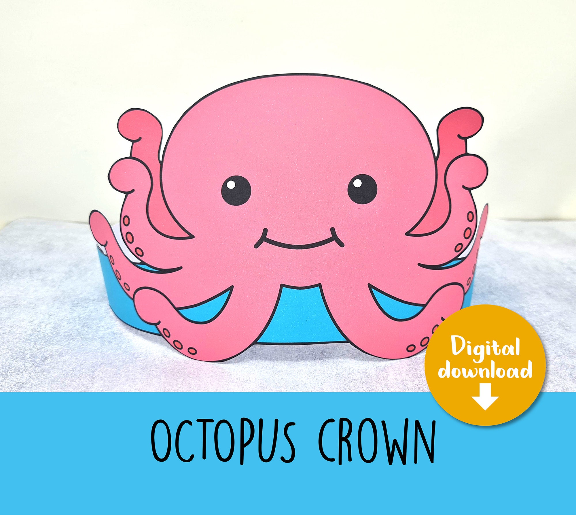 Octopus Paper Crown, Octopus Paper Hat for Kids, Ocean Party Headband ...