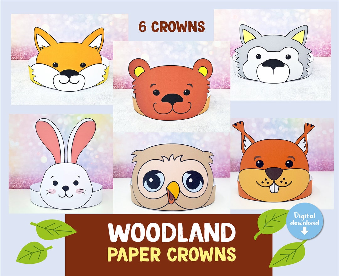 Woodland Paper Crowns, Woodland Animal Crowns, Birthday Crown, Digital ...