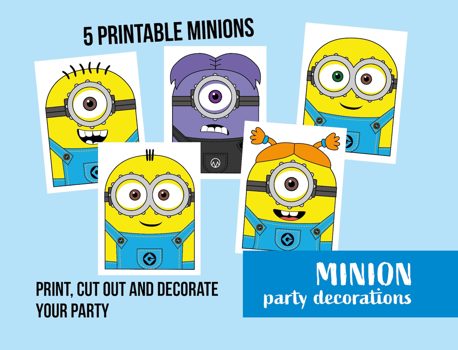 Minion Clipart, Minion Printables, Minion Party Decorations, Minion ...