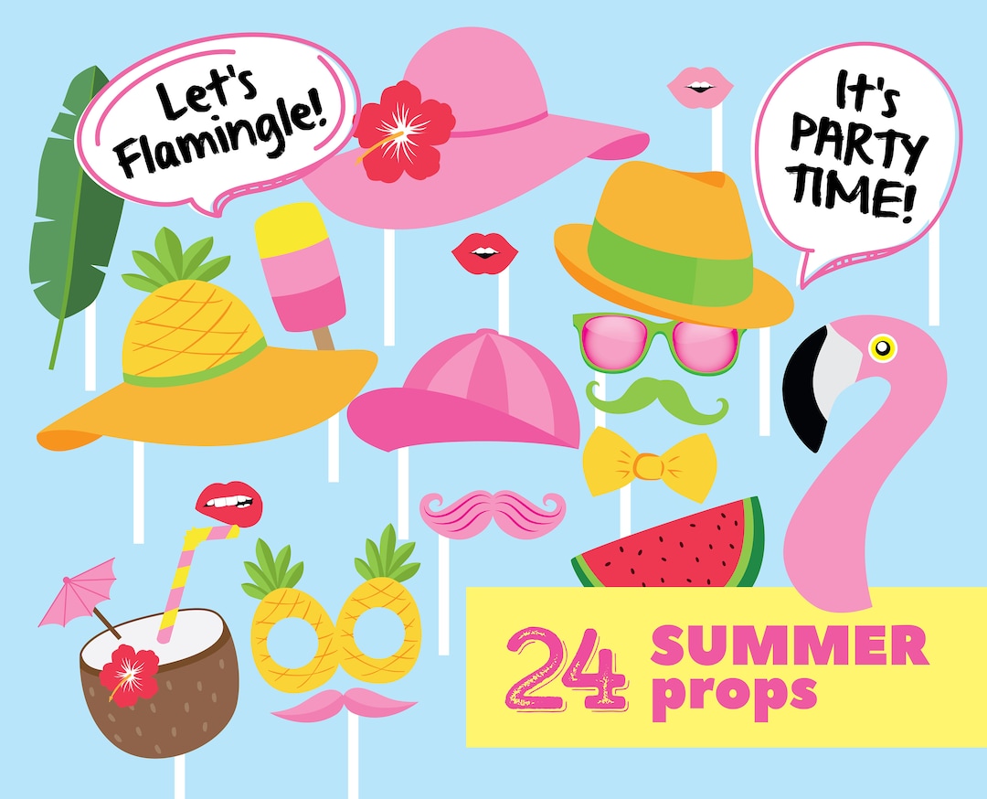 Summer Photo Props, Summer Party, Summer Photo Booth Props, Flamingo ...