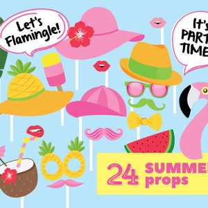 Summer Photo Props, Summer Party, Summer Photo Booth Props, Flamingo ...